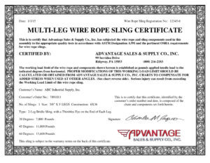 SAMPLE CERTIFICATES – Advantage Sales & Supply, LLC
